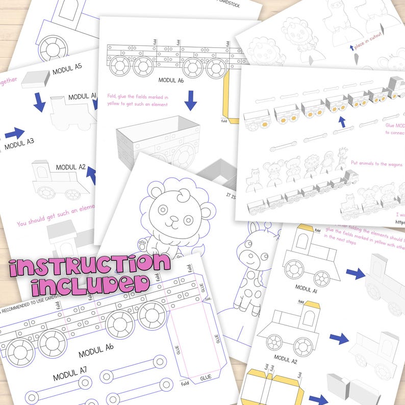 Train, Animals Template Printable Craft Sheets, Activity Sheets, Paper ...