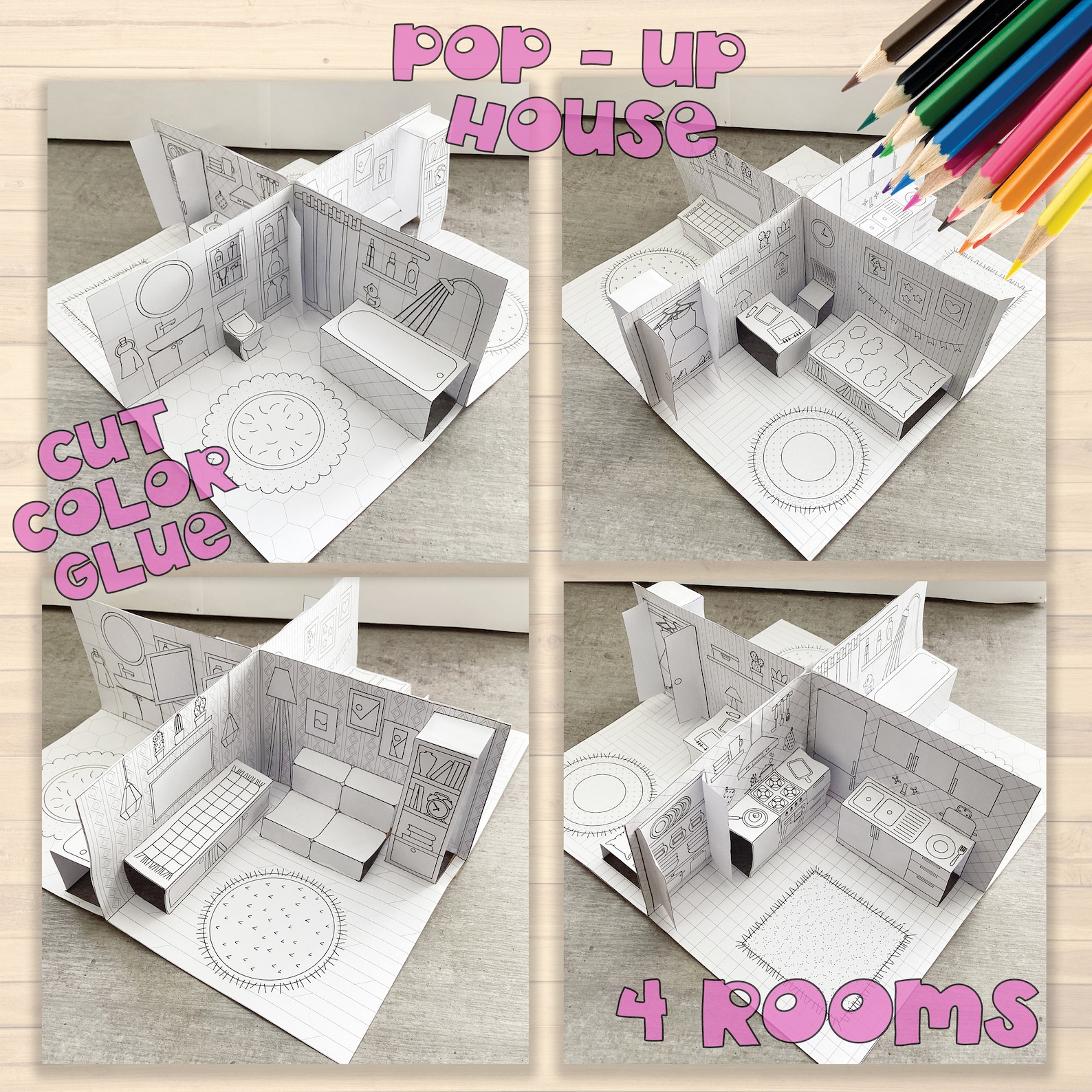 Pop-up Paper House Template Printable Craft Sheets, Activity Sheets ...