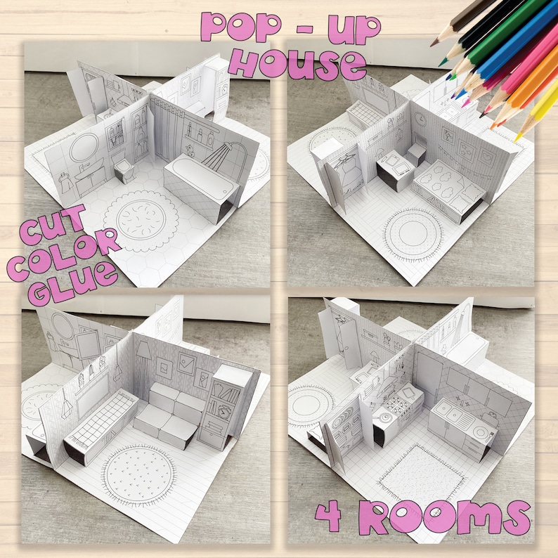 Pop-up Paper House Template Printable Craft Sheets, Activity Sheets ...