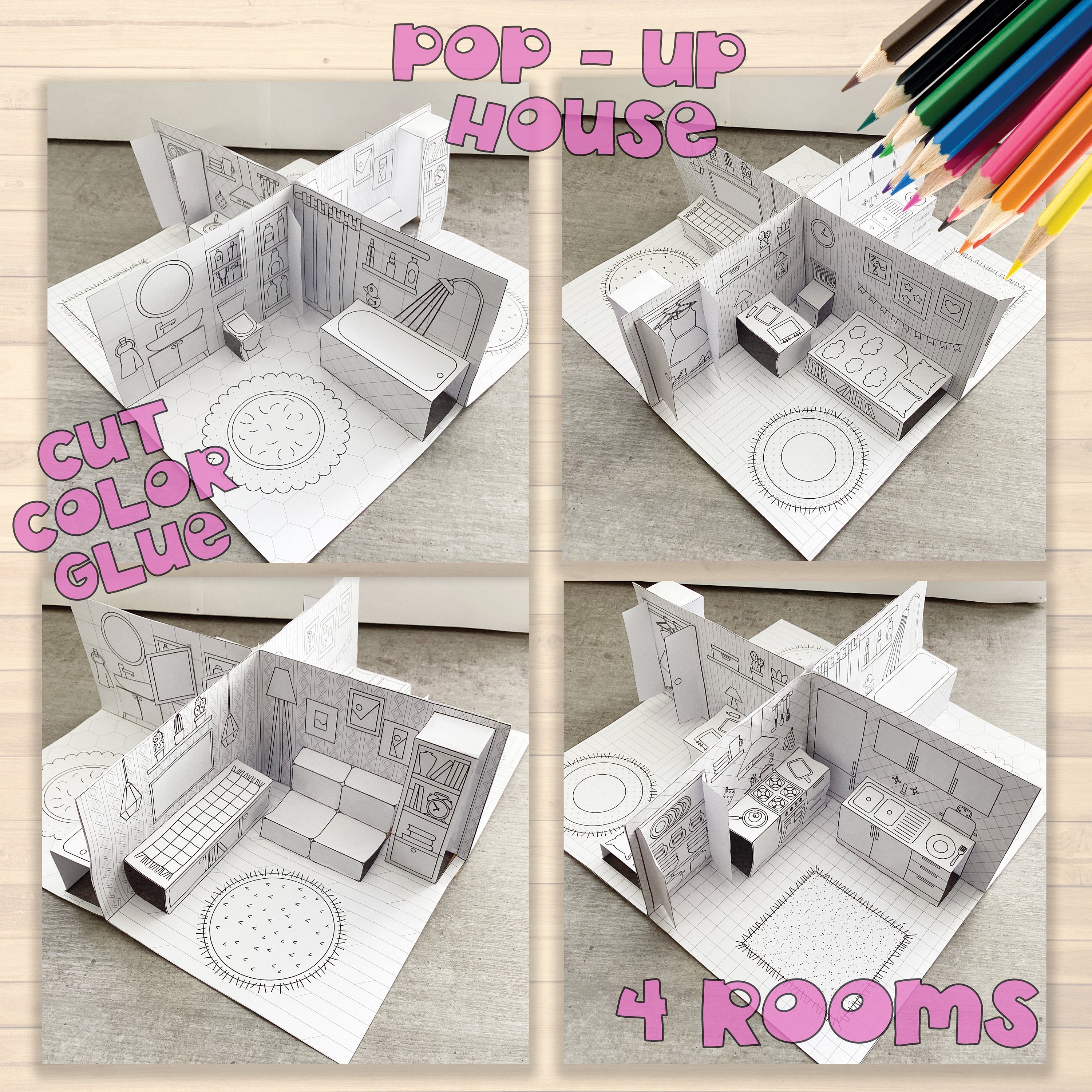 Pop-up Paper House Template Printable Craft Sheets, Activity Sheets ...