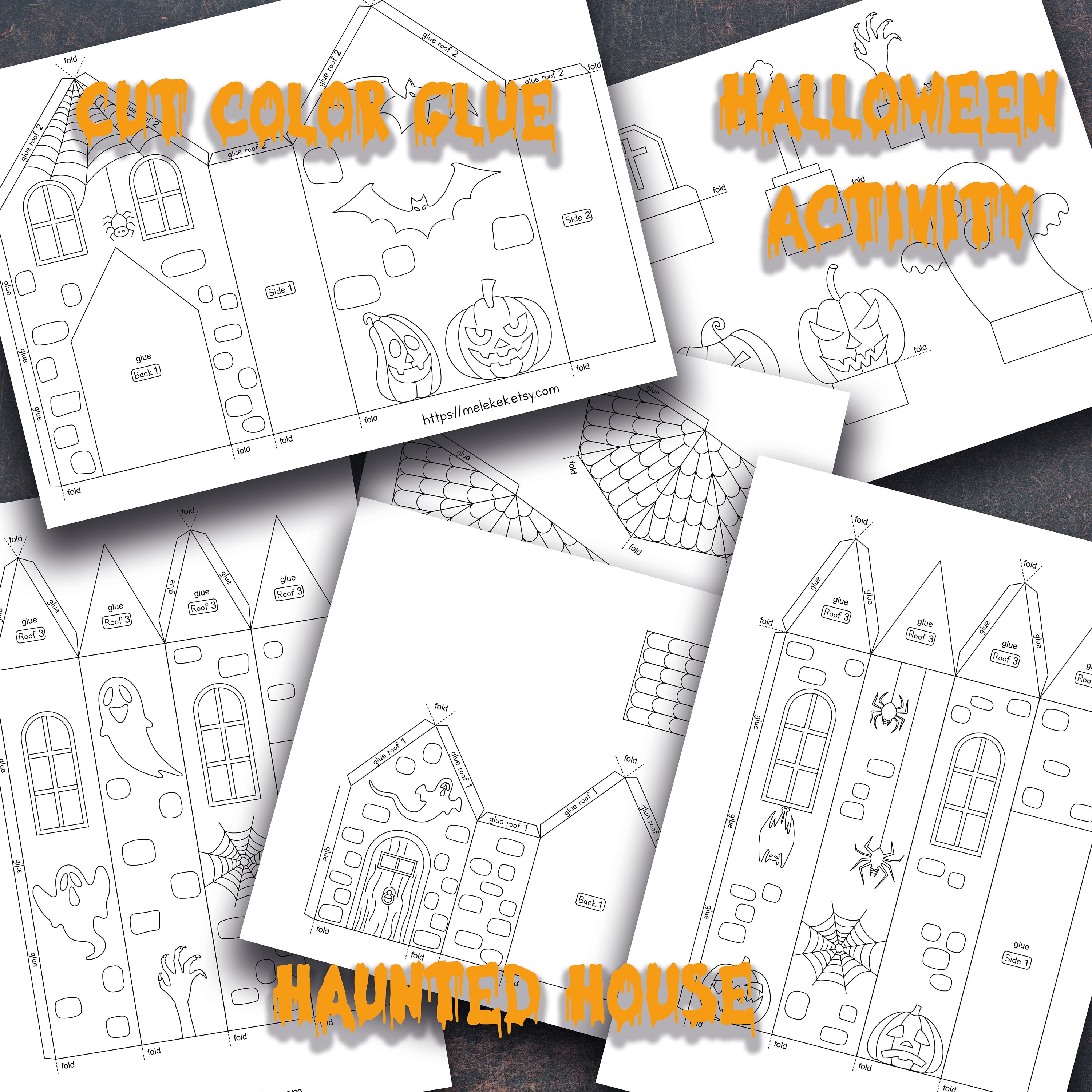 Halloween Paper House Template Printable, Haunted Paper House ...