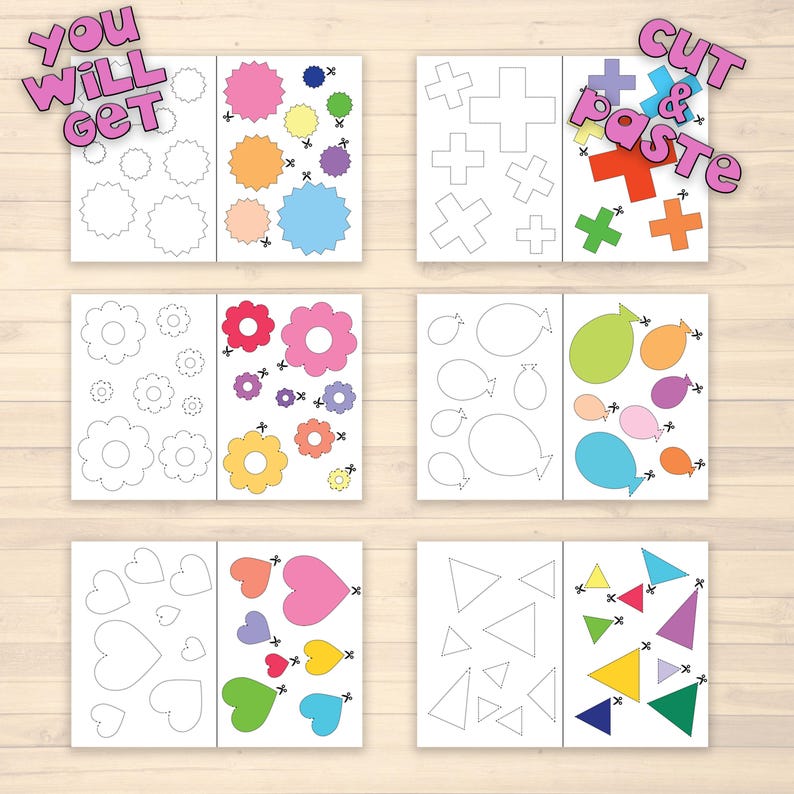 Montessori Cut and Paste Preschool Activities, Paper Kids Craft ...