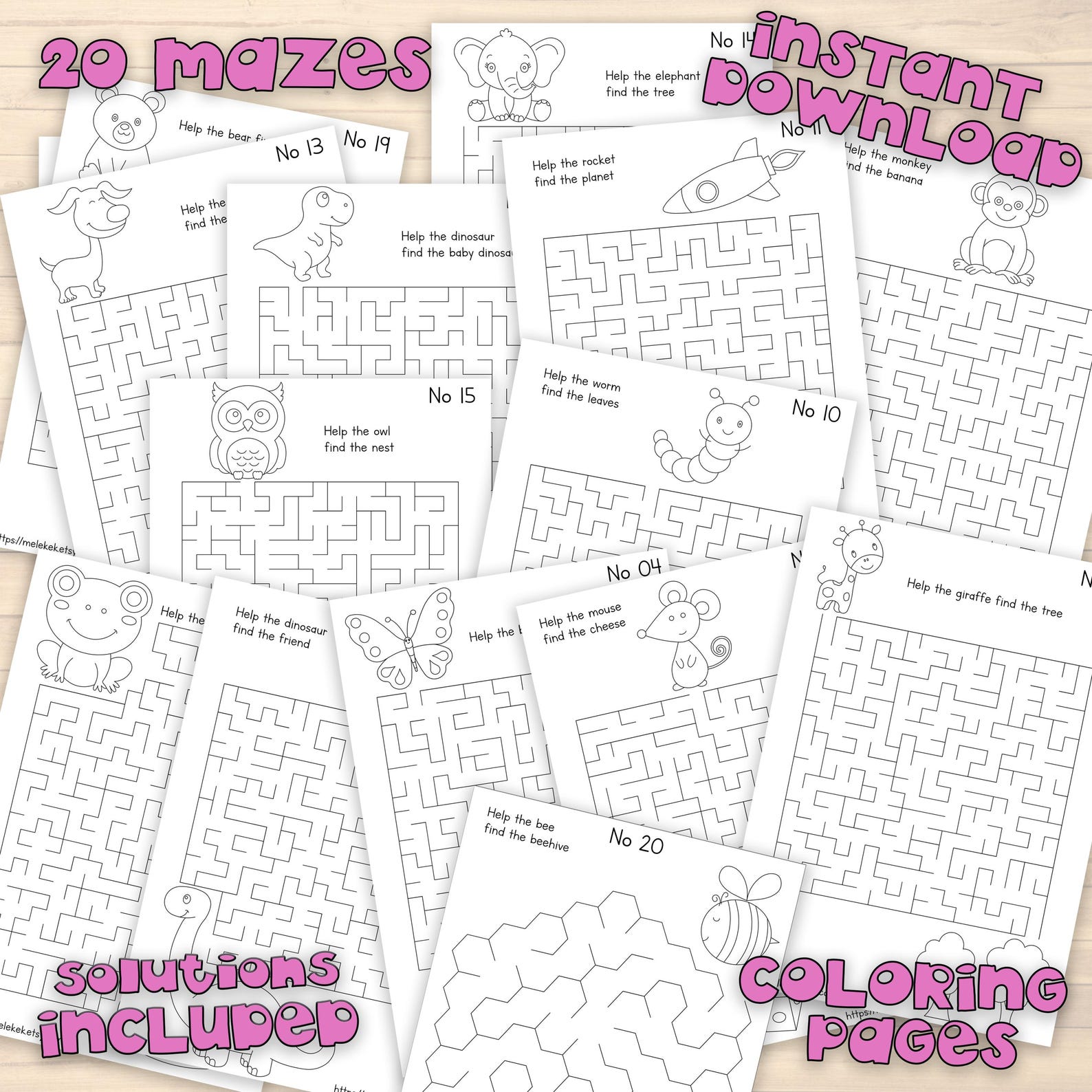 20 Printable Mazes With Solution Pages, Kids Fun Maze Activity ...