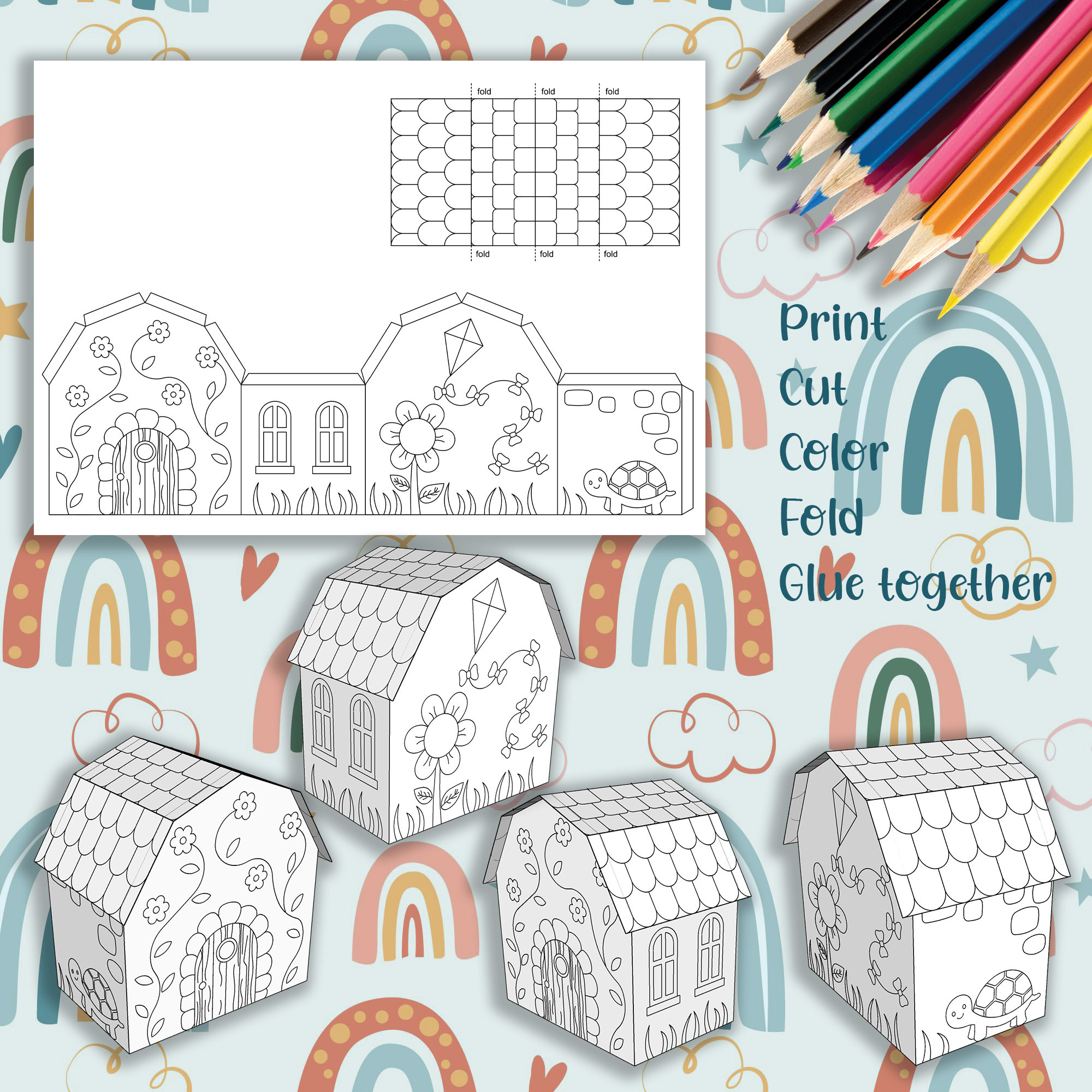 Paper Houses Template Printable Craft Sheets, Activity Sheets, Paper ...