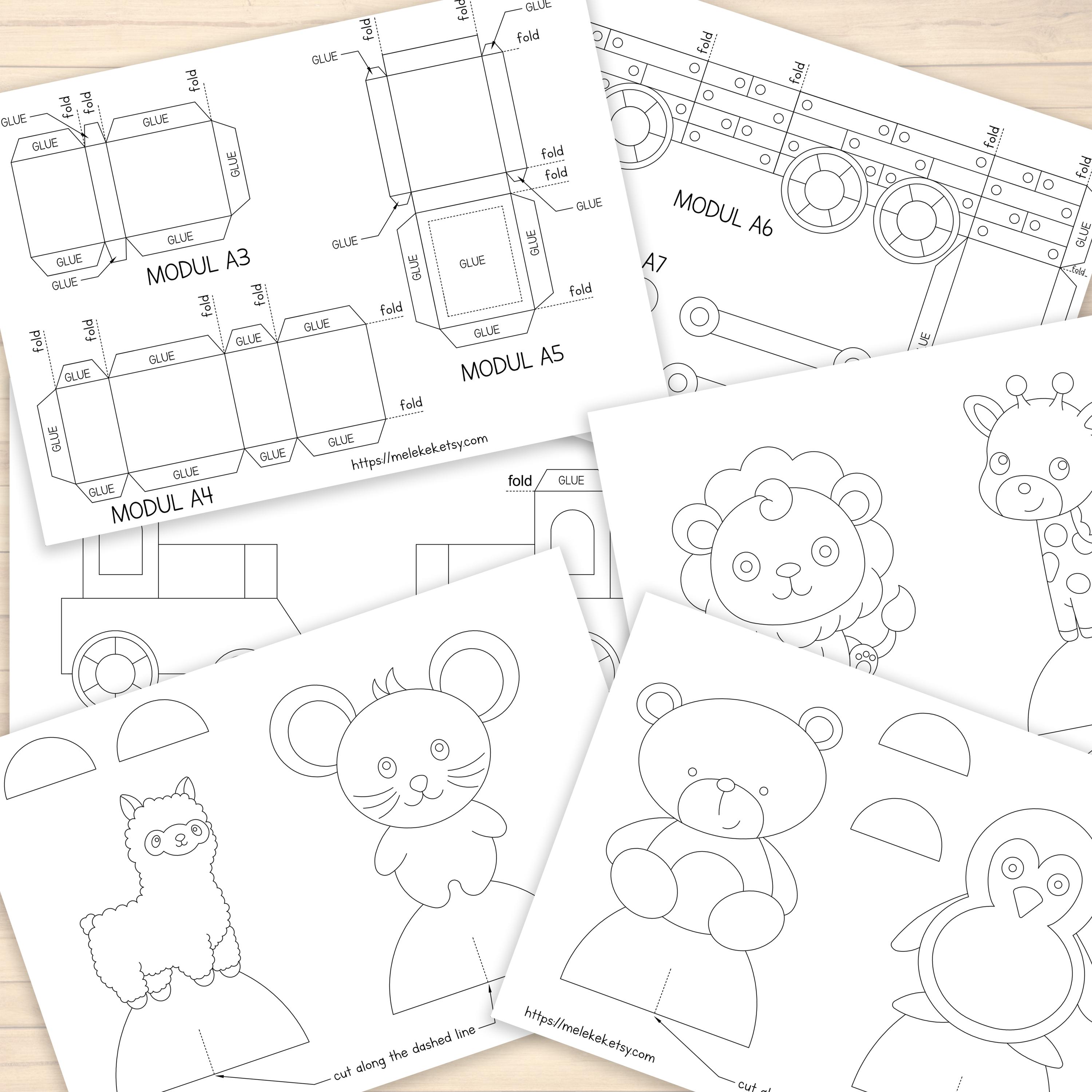 Train, Animals Template Printable Craft Sheets, Activity Sheets, Paper ...