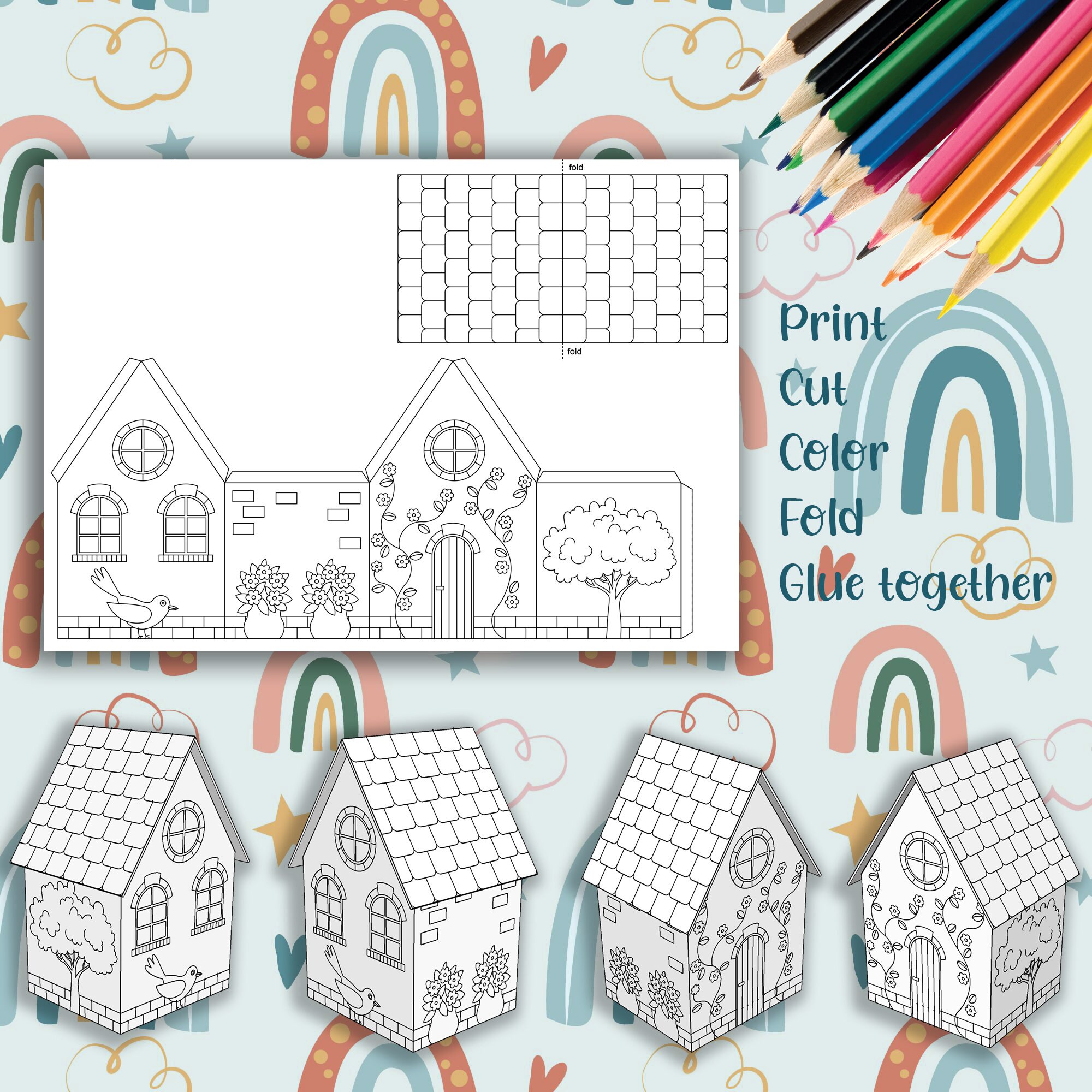 Paper Houses Template Printable Craft Sheets, Activity Sheets, Paper ...