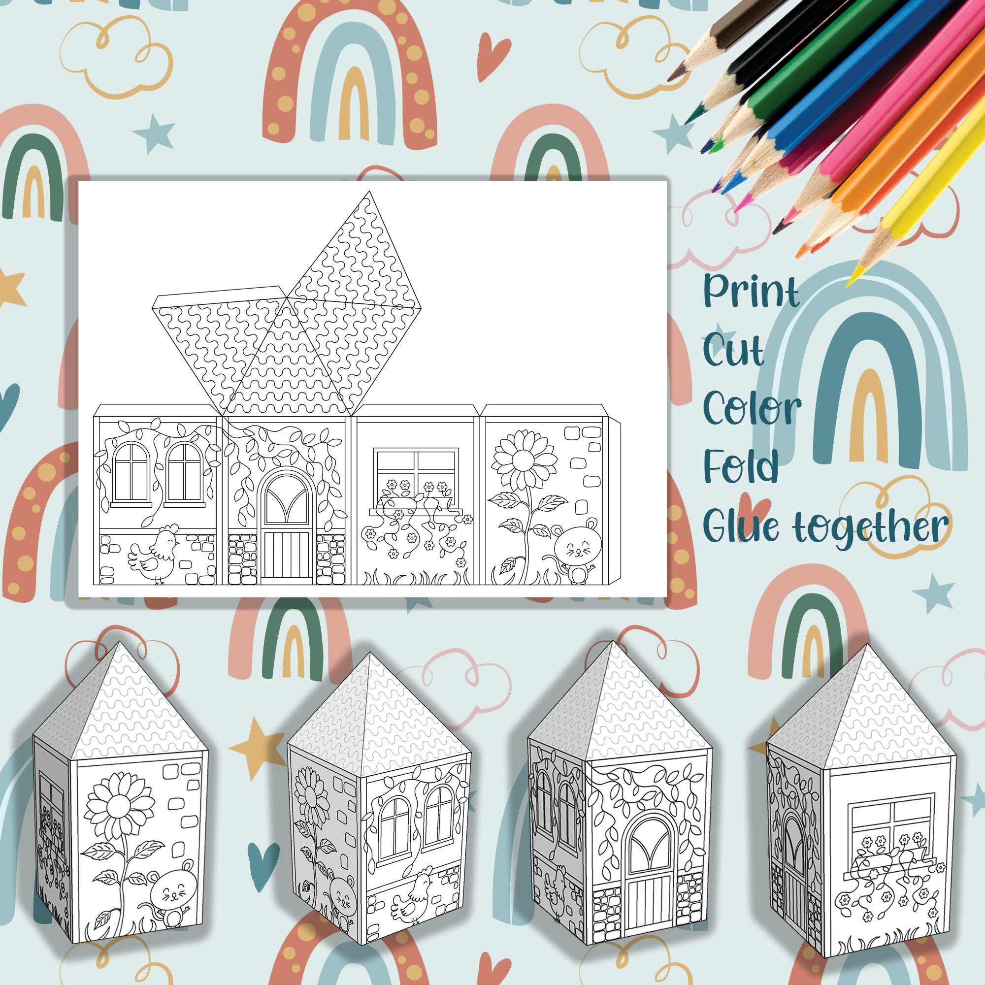Paper Houses Template Printable Craft Sheets, Activity Sheets, Paper ...