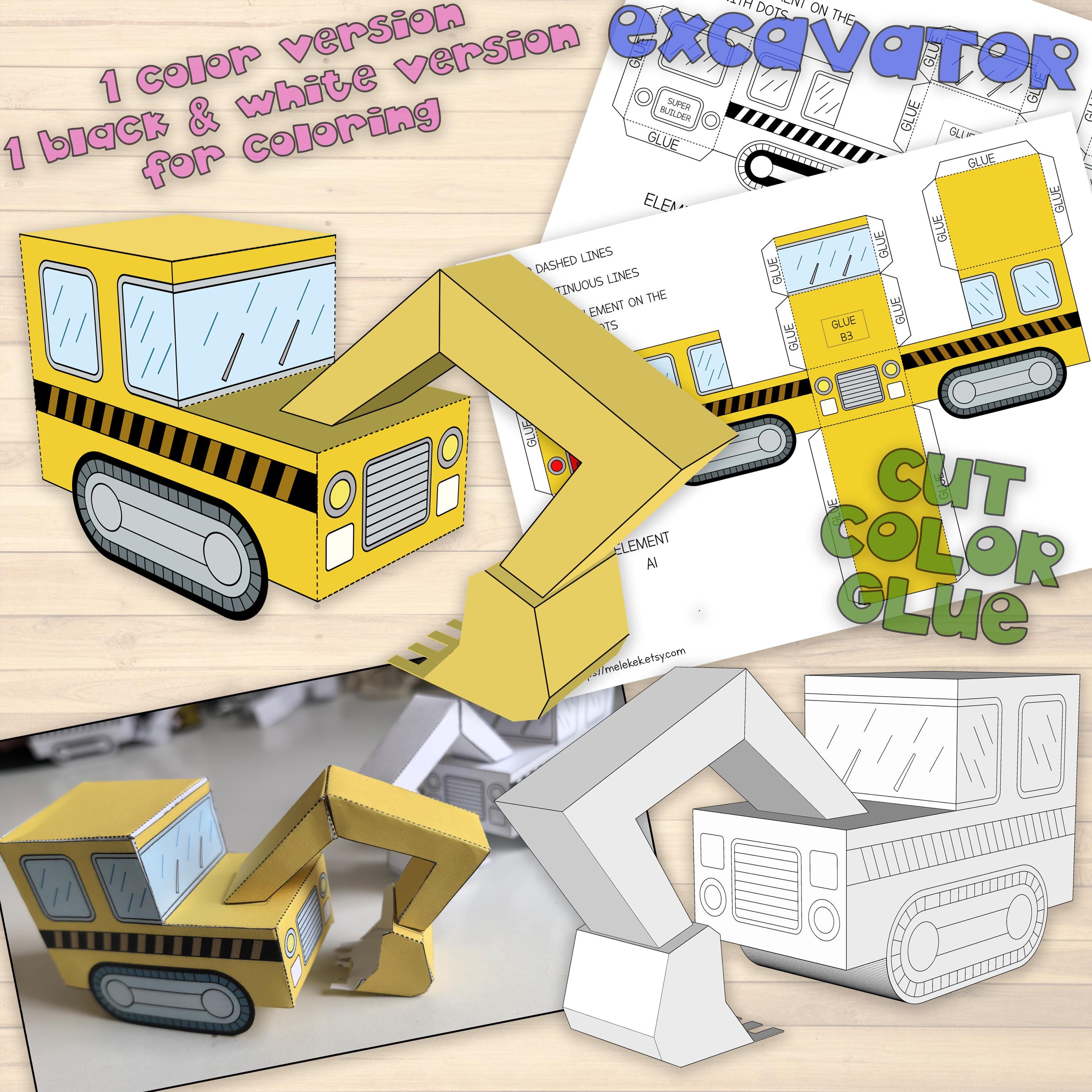 Excavator Template Printable Craft Sheets, Excavator Paper 3D Activity ...