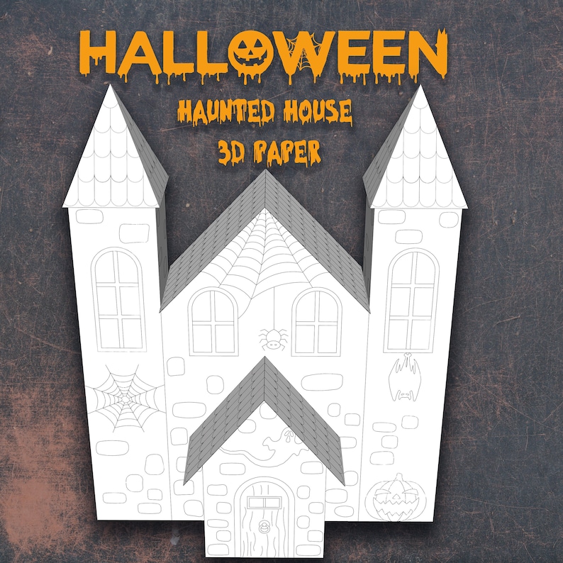 Halloween Paper House Template Printable, Haunted Paper House ...