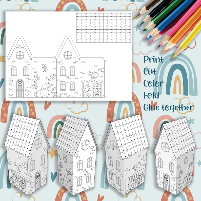 Paper Houses Template Printable Craft Sheets, Activity Sheets, Paper ...