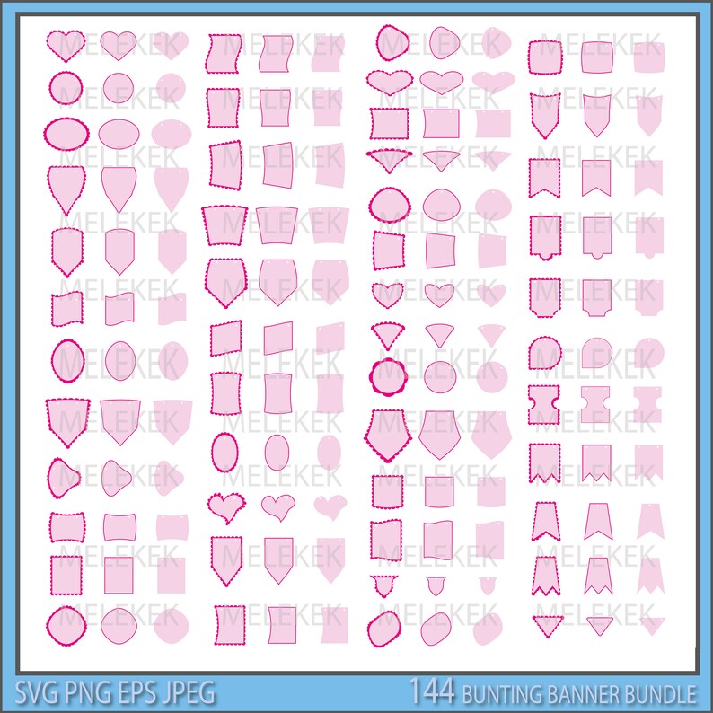 144 Bunting Banners SVG Png Jpg Eps Bundle, Birthday Banner Svg, Party ...