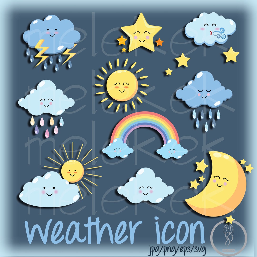 Weather Set Ready for Print PNG SVG JPG Eps I Weather Clipart I Weather ...