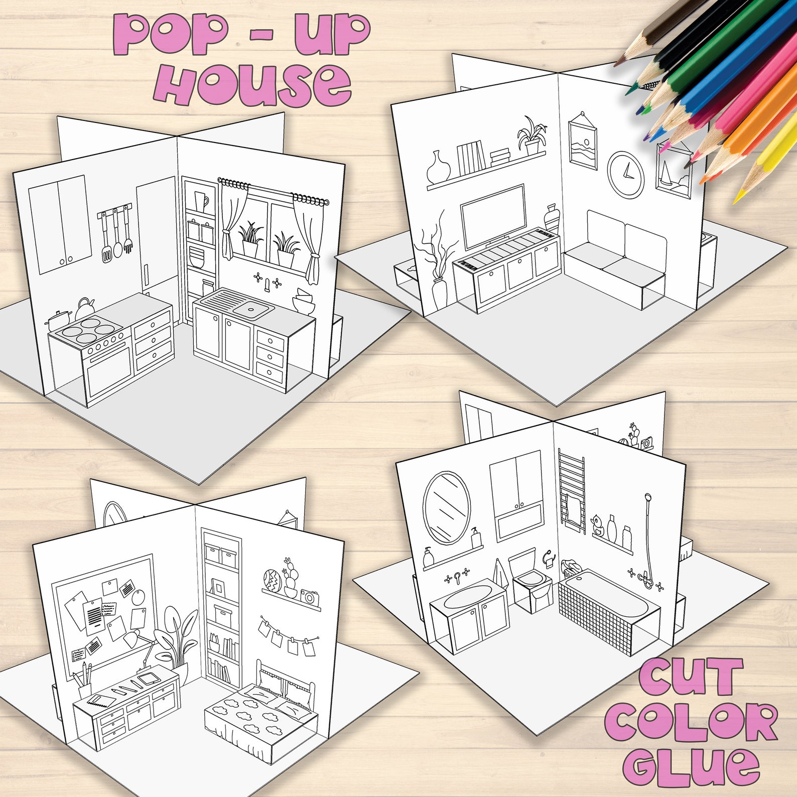 Pop-up Paper House Template Printable Craft Sheets, Activity Sheets ...