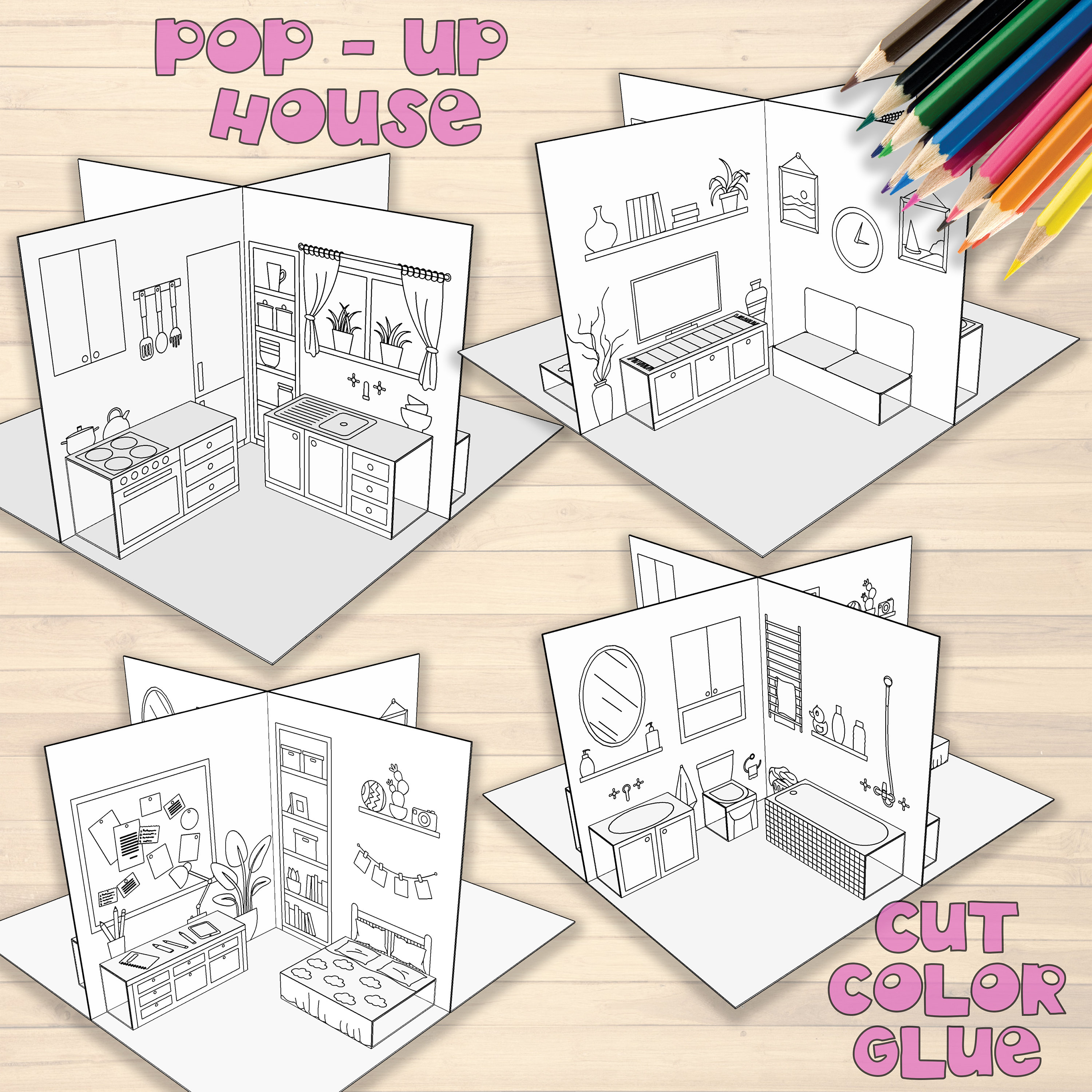 Pop-up Paper House Template Printable Craft Sheets, Activity Sheets ...