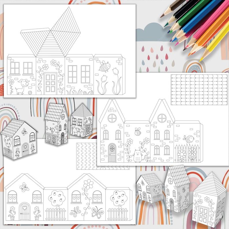 Paper Houses Template Printable Craft Sheets, Activity Sheets, Paper ...