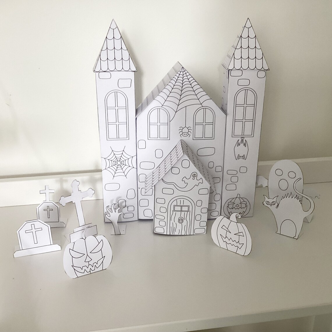 Halloween Paper House Template Printable, Haunted Paper House ...