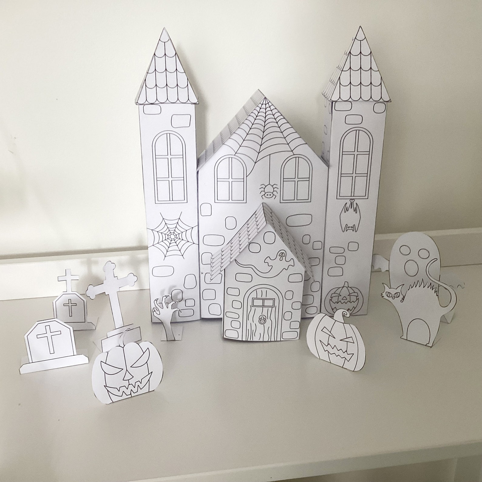 Halloween Paper House Template Printable, Haunted Paper House ...