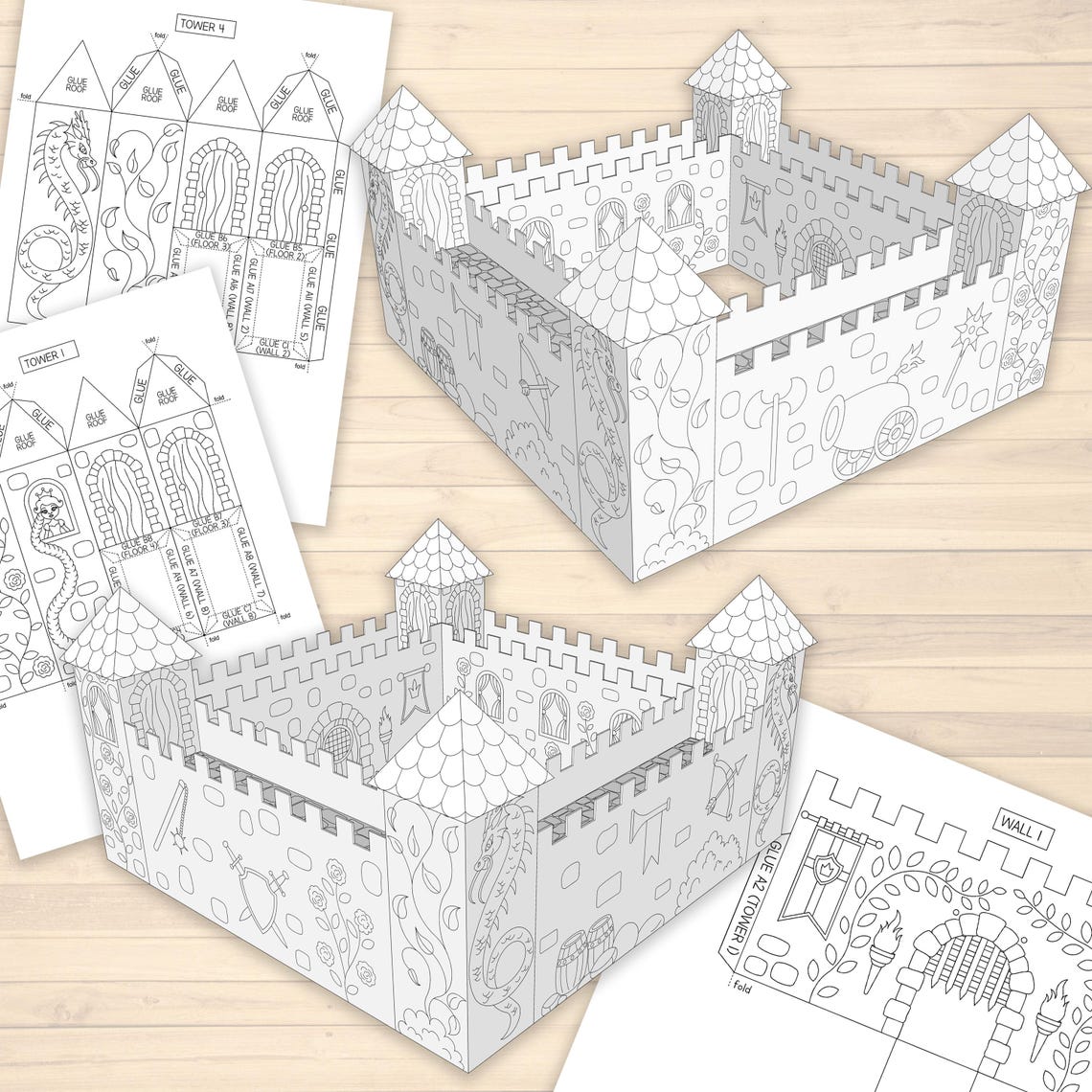 Paper CASTLE 3D Printable, Printable Paper Castle for Action Figures ...