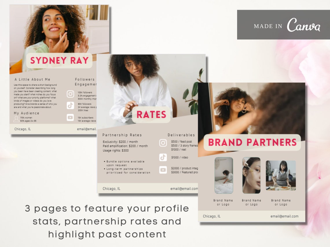 3 Page Influencer Media Kit | Tiktok | Influencer Rate Sheet ...
