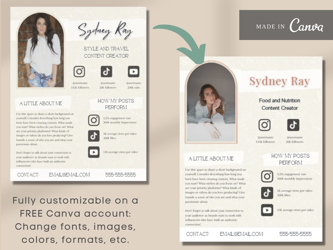 Influencer Media Kit Template | Influencer Rate Sheet | Blogger ...