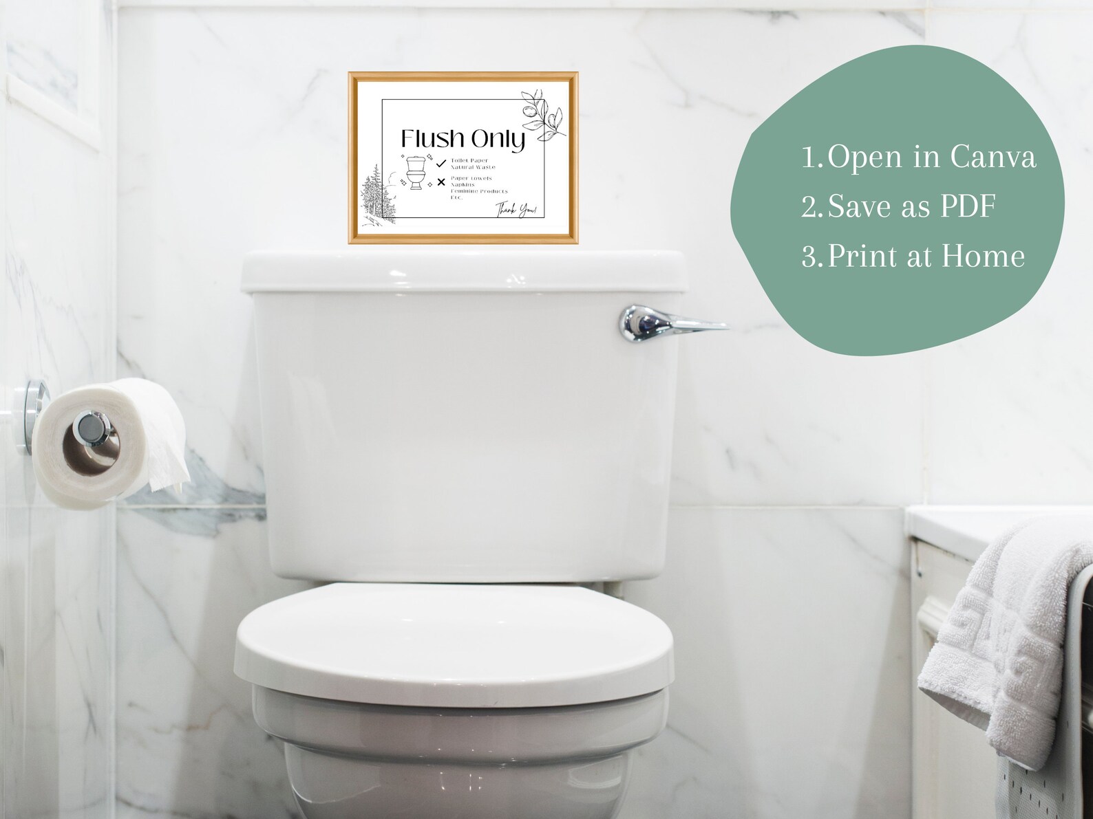 Airbnb Flush Sign Template | Airbnb Bathroom Sign | VRBO | House Manual ...