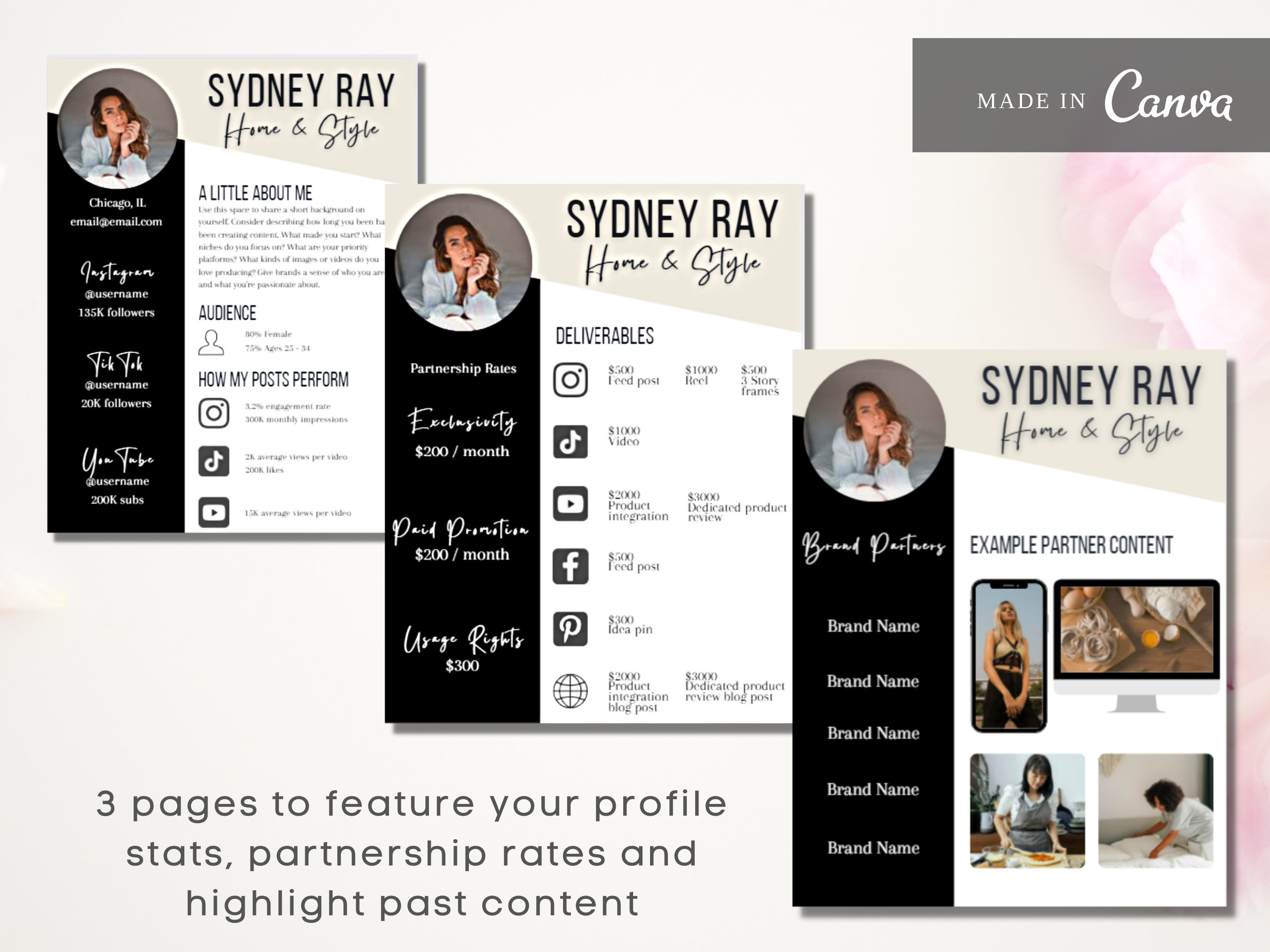 Influencer Media Kit Template | Influencer Rate Sheet | Blogger ...