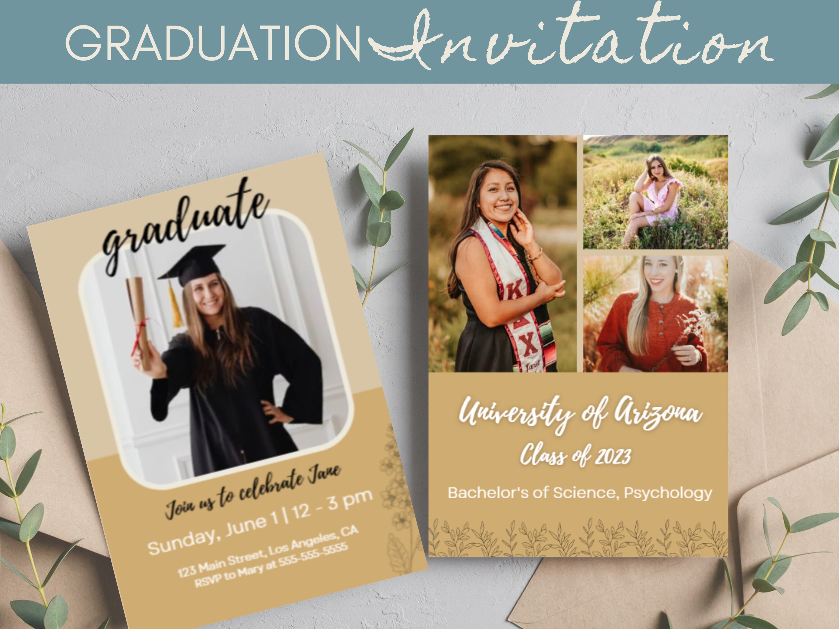 Graduation Invitation Template | Photo Graduation Invitation | College ...