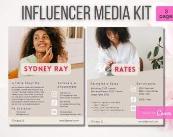 Influencer Media Kit Template | Influencer Rate Sheet | Blogger ...