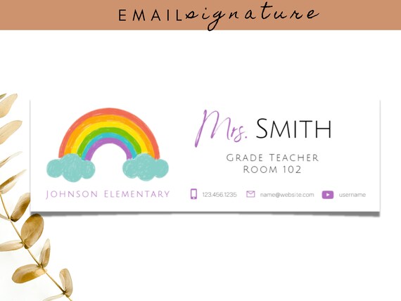 Teacher Email Signature Template Signature Logo Gmail | Etsy