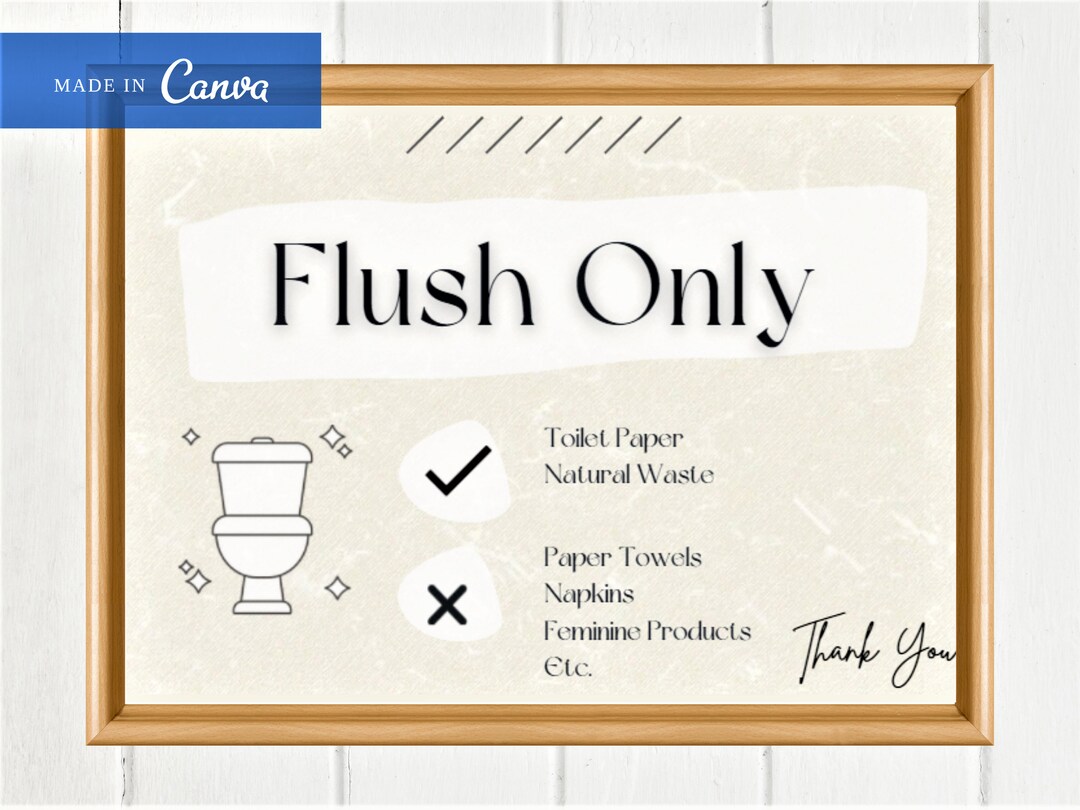 Airbnb Flush Sign Template | Airbnb Bathroom Sign | Do Not Flush Sign ...