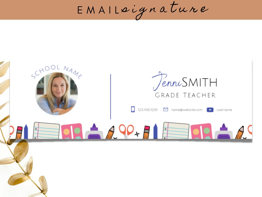 Email Signature Template Teacher | Signature Logo | Gmail Signature ...