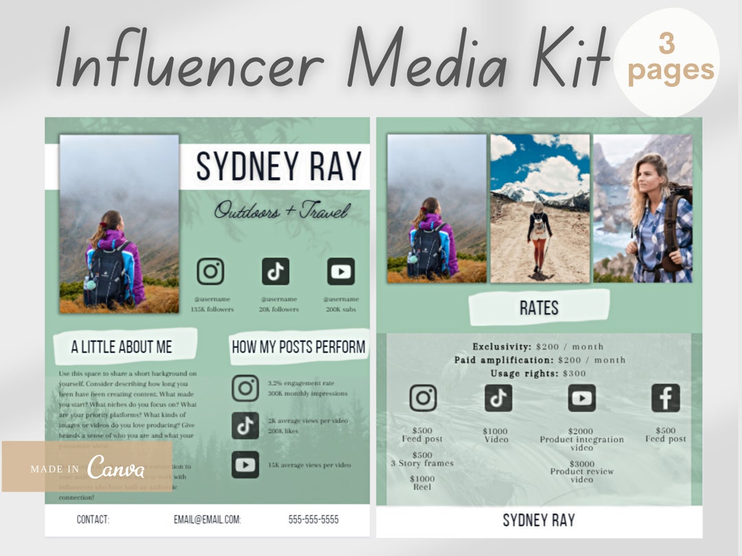 Media Kit Template | Social Media Kit | Influencer Media Kit | Blogger ...