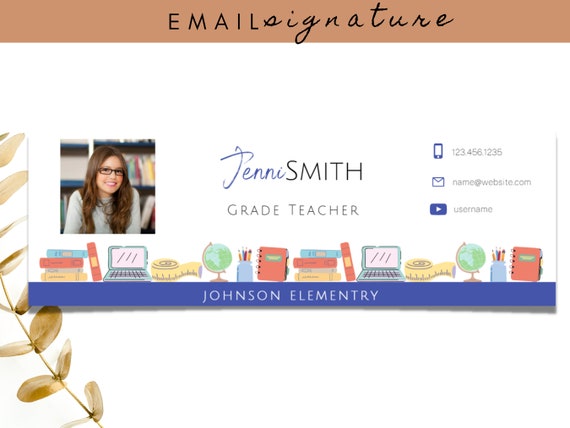 Email Signature Template Teacher Signature Logo Gmail - Etsy