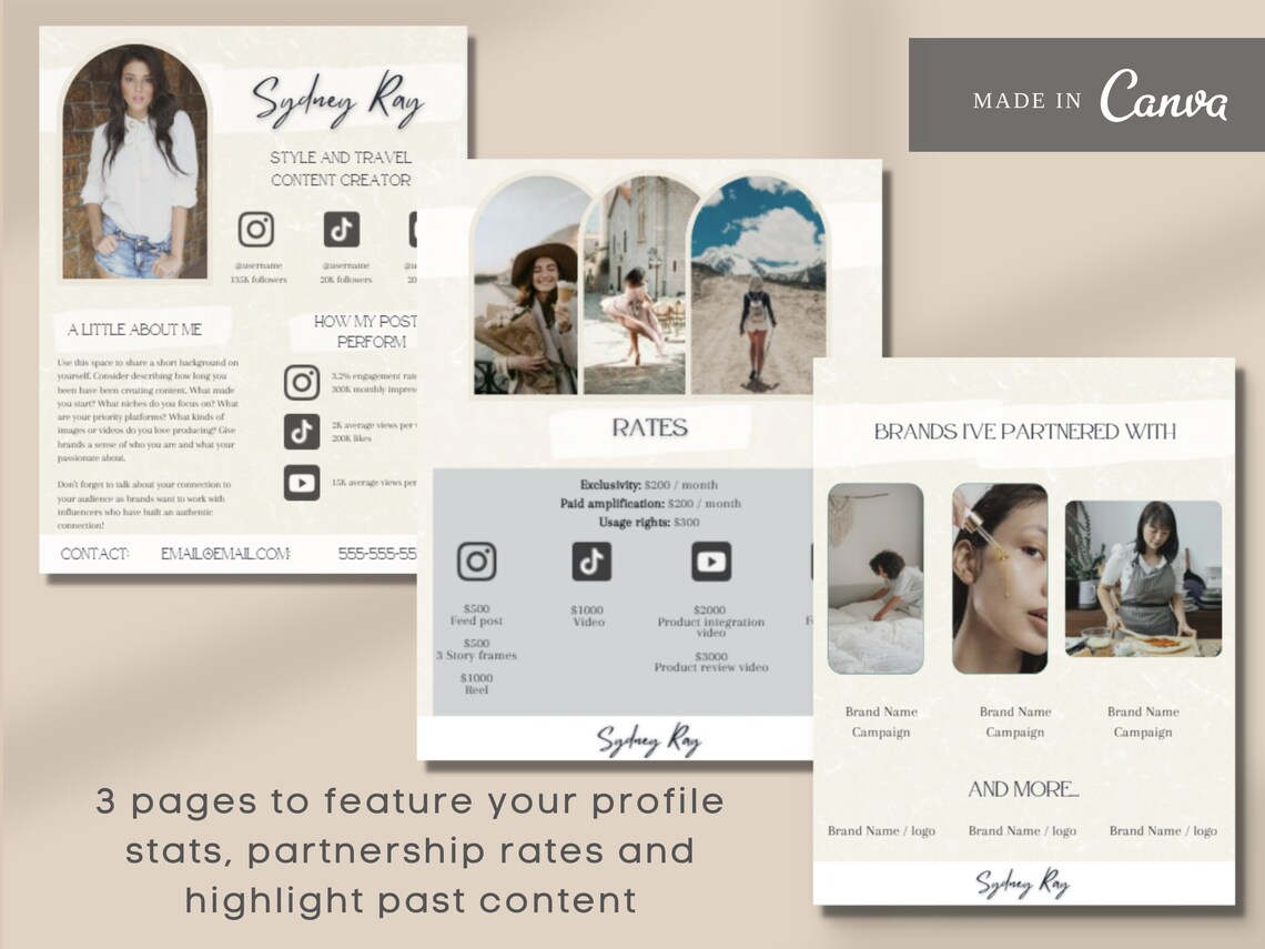 Influencer Media Kit Template | Influencer Rate Sheet | Blogger ...