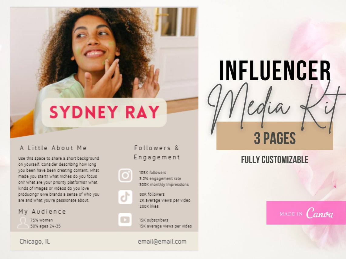 3 Page Influencer Media Kit | Tiktok | Influencer Rate Sheet ...