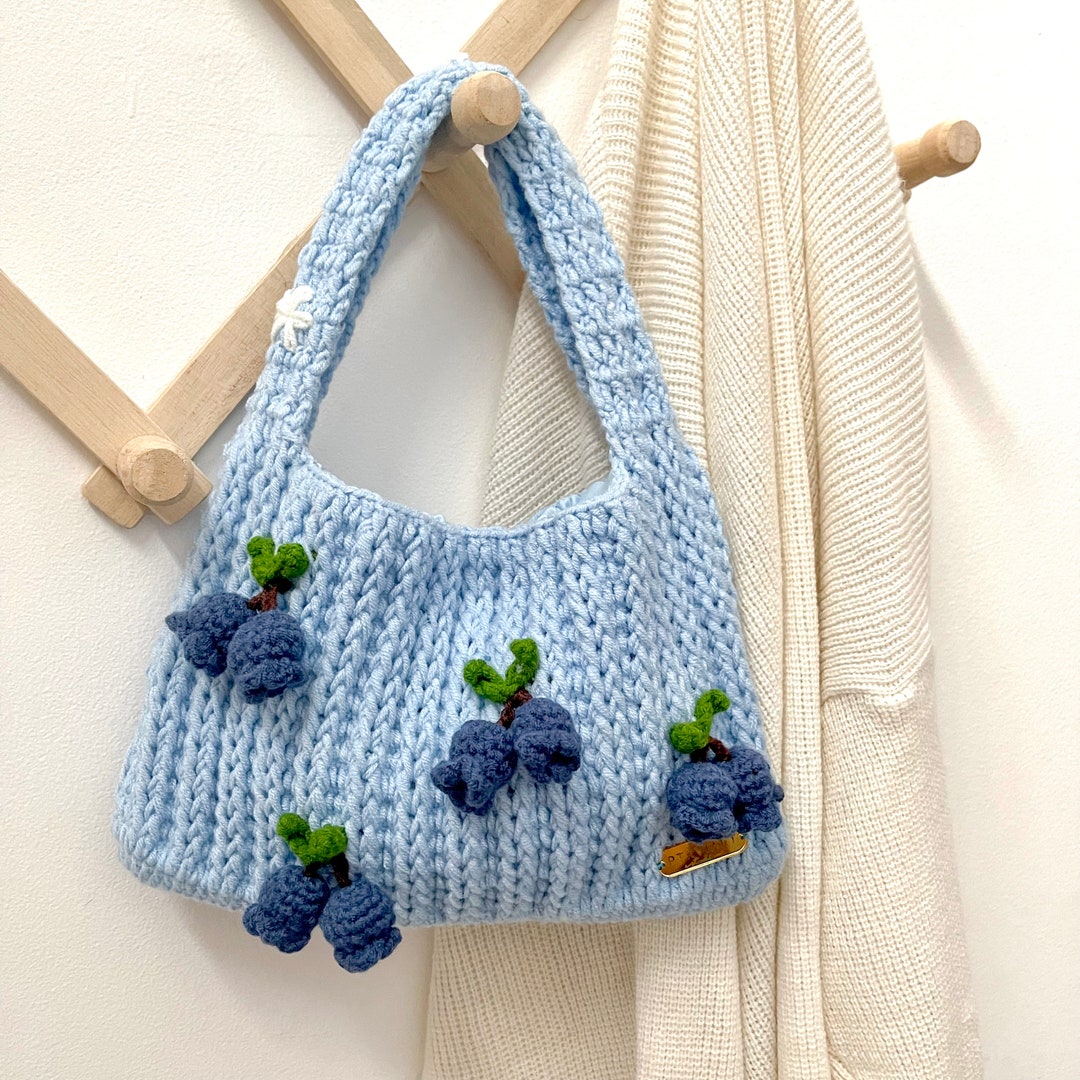 Blueberry Minimalist Crochet Bag, Small Cute Crochet Purse, Aesthetic ...