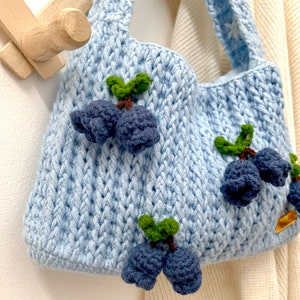 Blueberry Minimalist Crochet Bag, Small Cute Crochet Purse, Aesthetic ...