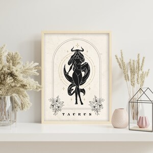 Printable TAURUS Zodiac Wall Art Ver 2, Horoscope Signs With ...