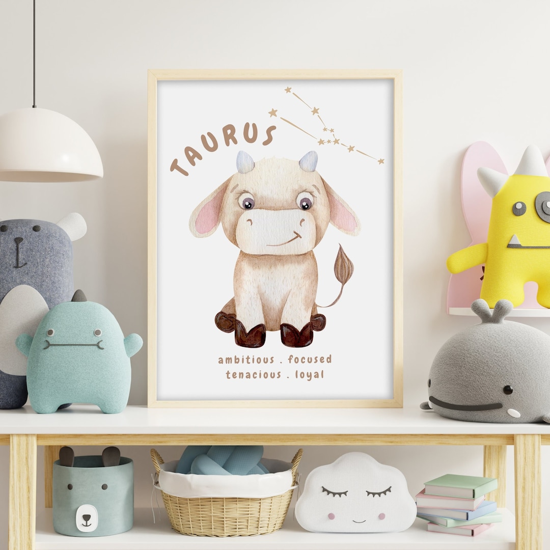 Printable Taurus Zodiac Nursery Wall Art Birth Signs for Kids - Etsy