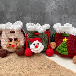 Christmas Crochet Pouch, Small Christmas Crochet Bag, Crochet Christmas ...