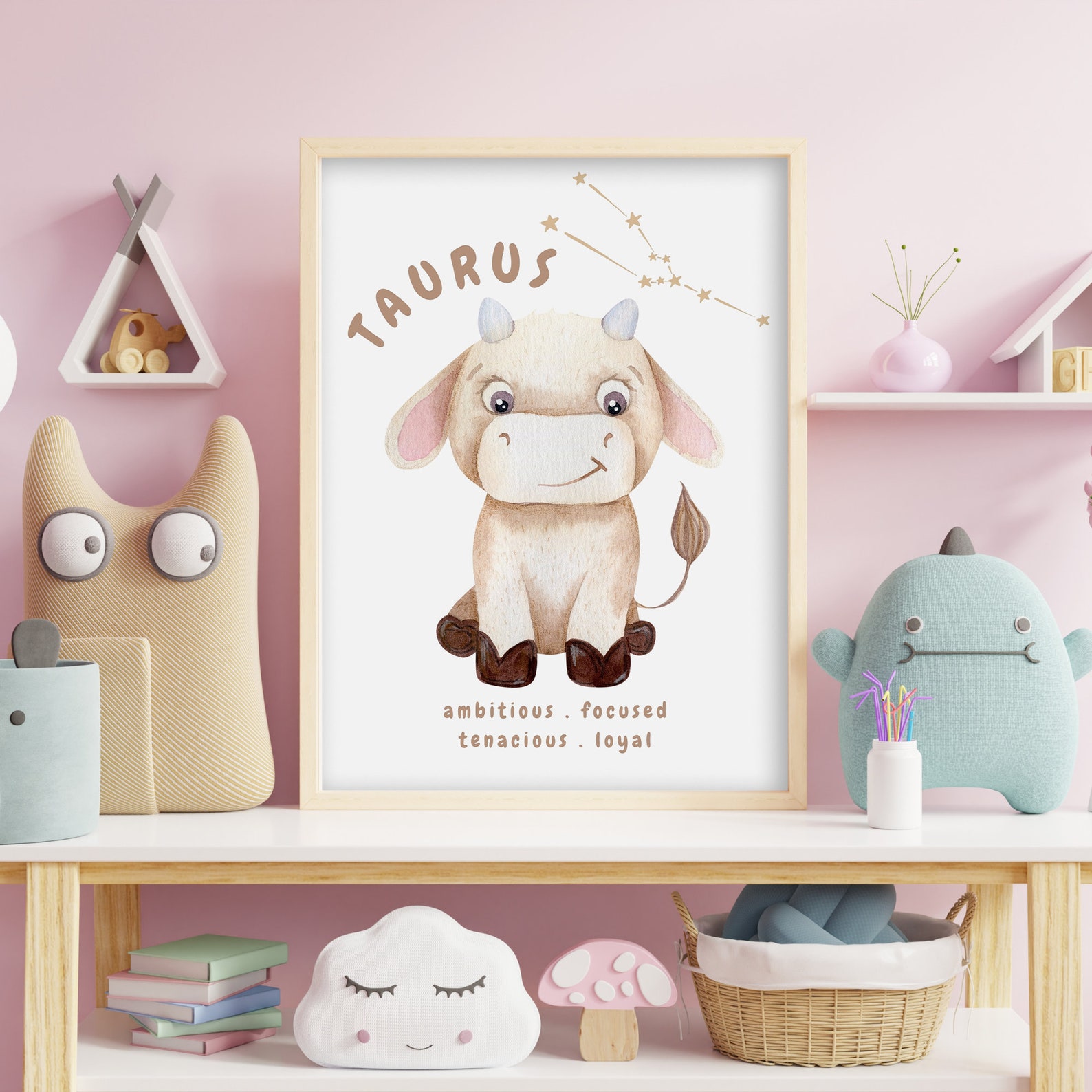 Printable Taurus Zodiac Nursery Wall Art Birth Signs for Kids - Etsy