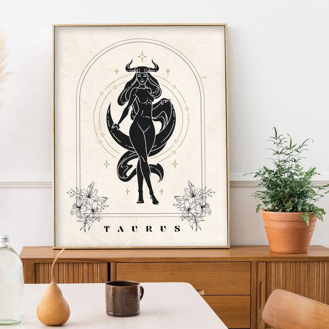 Printable TAURUS Zodiac Wall Art Ver 2, Horoscope Signs With ...