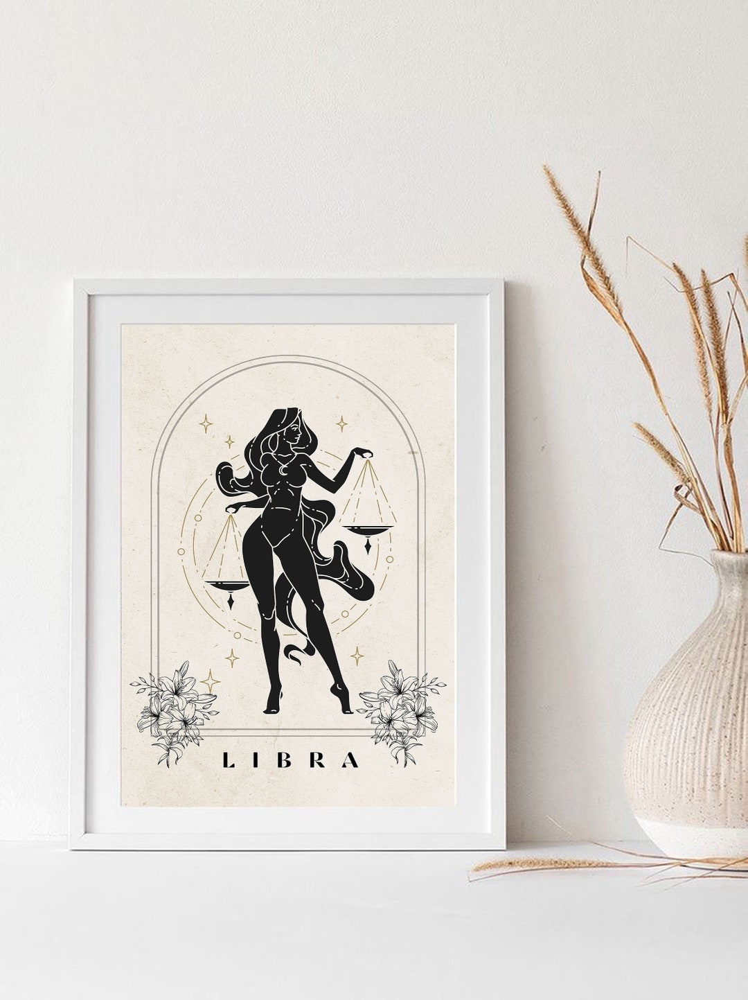 Libra Zodiac Art Print: Vintage Horoscope Wall Decor (digital Download ...