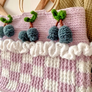 Blueberry Crochet Bag, Purple Geometry Crochet Purse, Cute Fruit ...