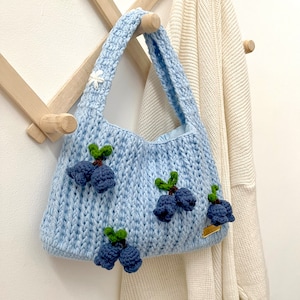 Blueberry Minimalist Crochet Bag, Small Cute Crochet Purse, Aesthetic ...