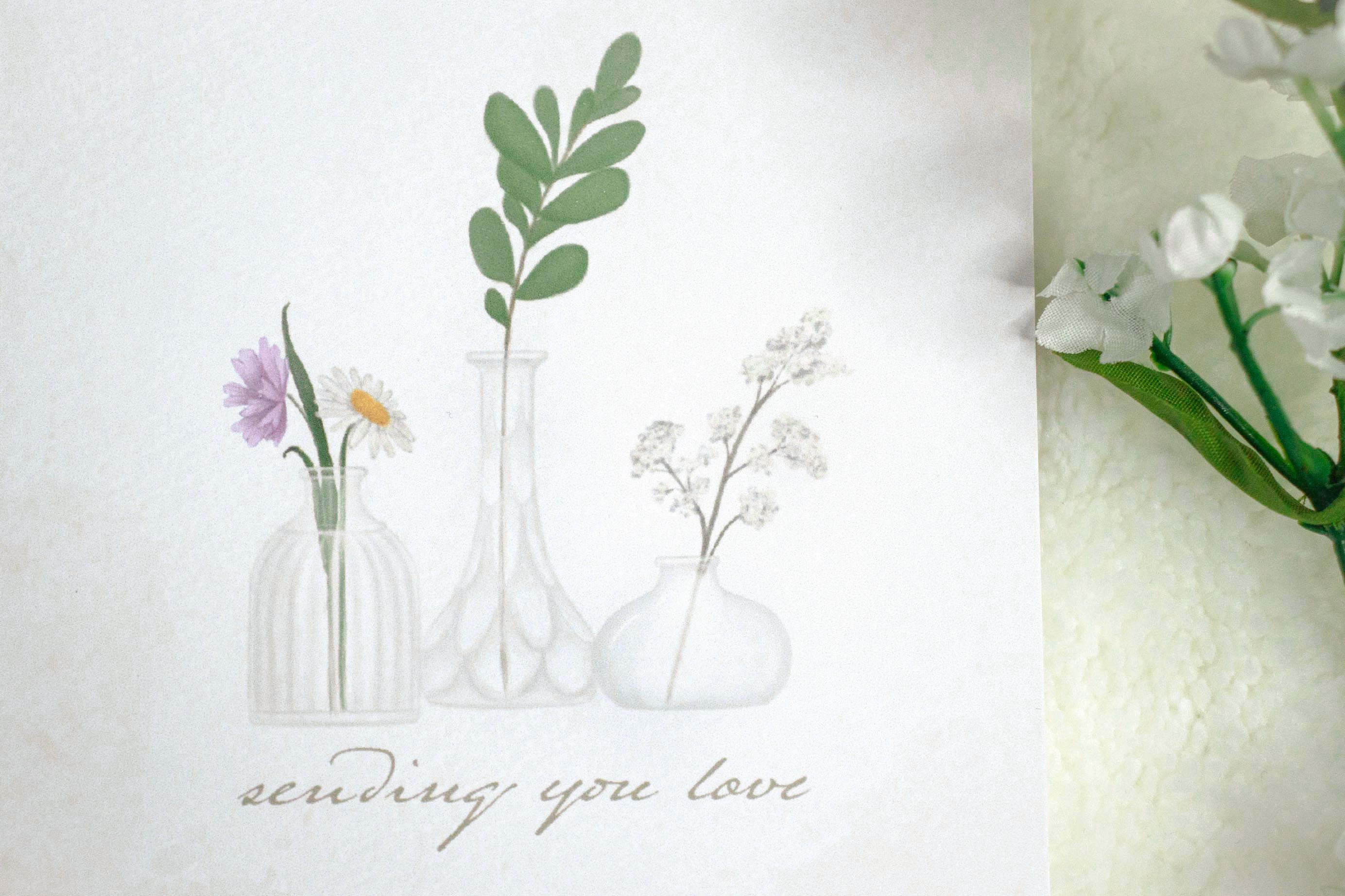Cute Vintage Cottagecore Bud Vases Greeting Card, I Love You Card ...