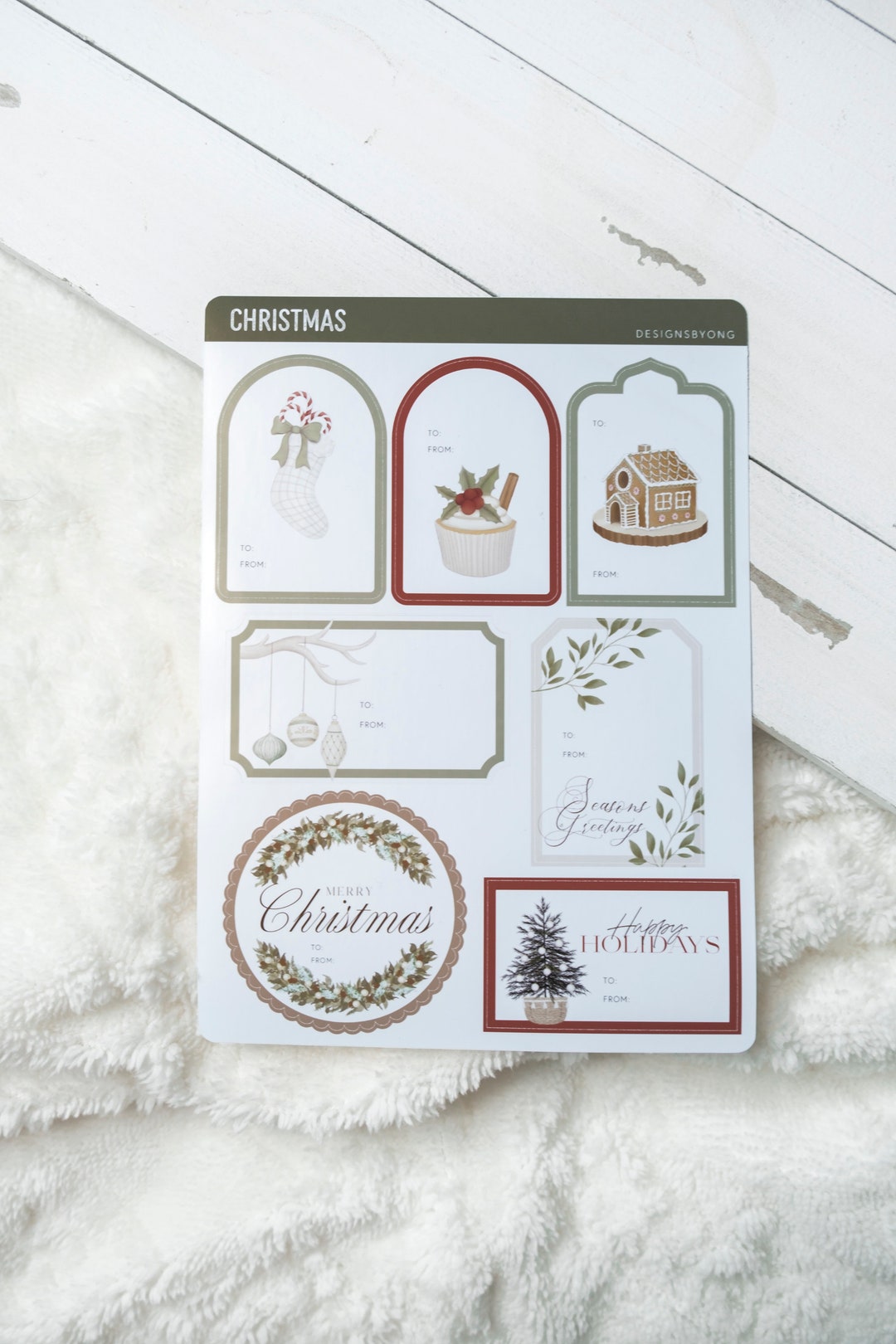 Christmas Holiday Sticker Tags, Gift Tag Stickers, Seasons Greetings ...