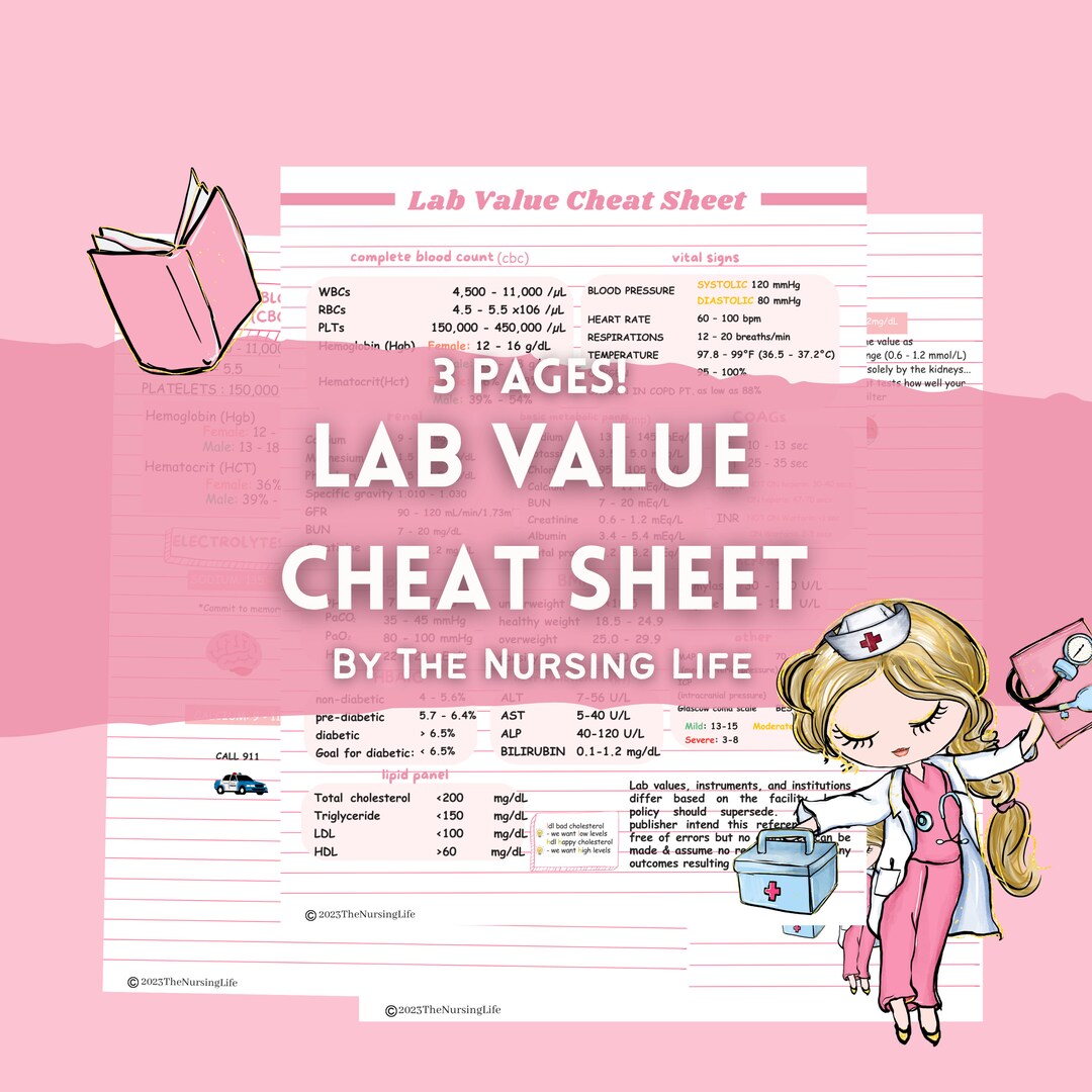 Lab Value Cheat Sheet Memory Tricks 3 Pages 2023 Edition - Etsy Lab Value Cheat Sheet Memory Tricks 3 Pages 2023 Edition - Etsy