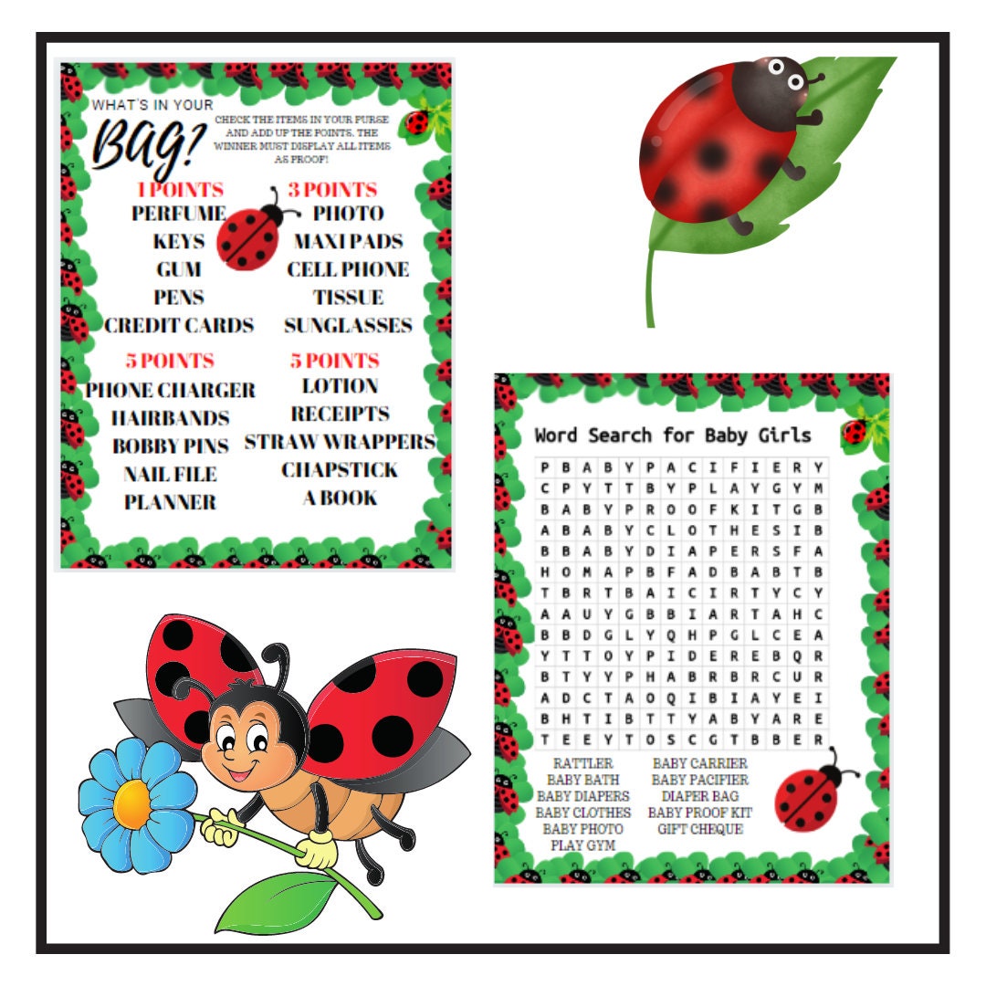Red Ladybug Themed Baby Shower Game Pack Printable Baby - Etsy