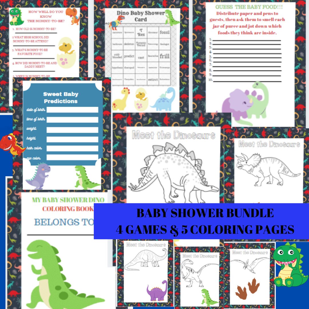 Dinosaur Baby Shower Games , Dinosaur Baby Shower Bundle, Dino Baby ...